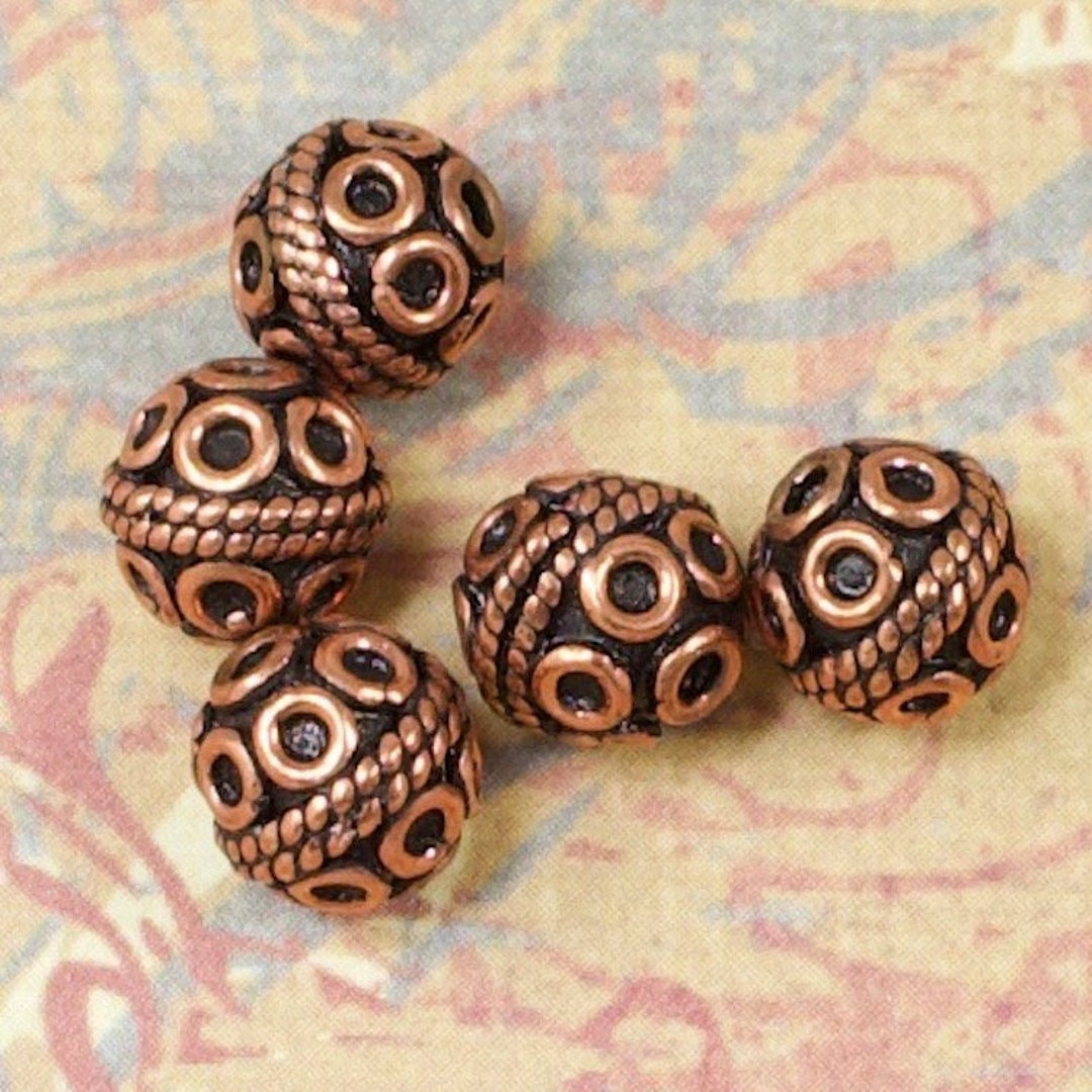 Oxidized Copper Bali Style Round Beads Antiqued Copper Decorative Beads ...