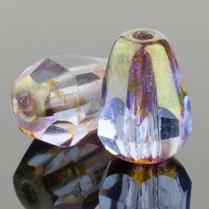 Czech Glass Bottom Cut Faceted Drop Beads Sapphire Blue Transparent ...