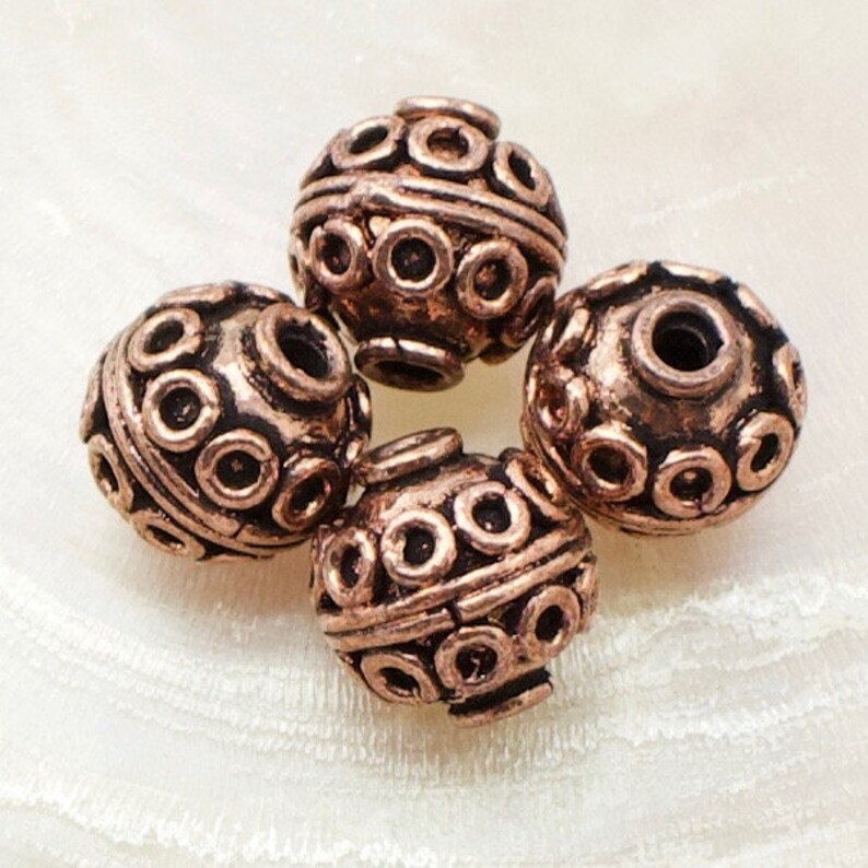 Oxidized Copper Bali Style Round Beads Antiqued Copper | Etsy