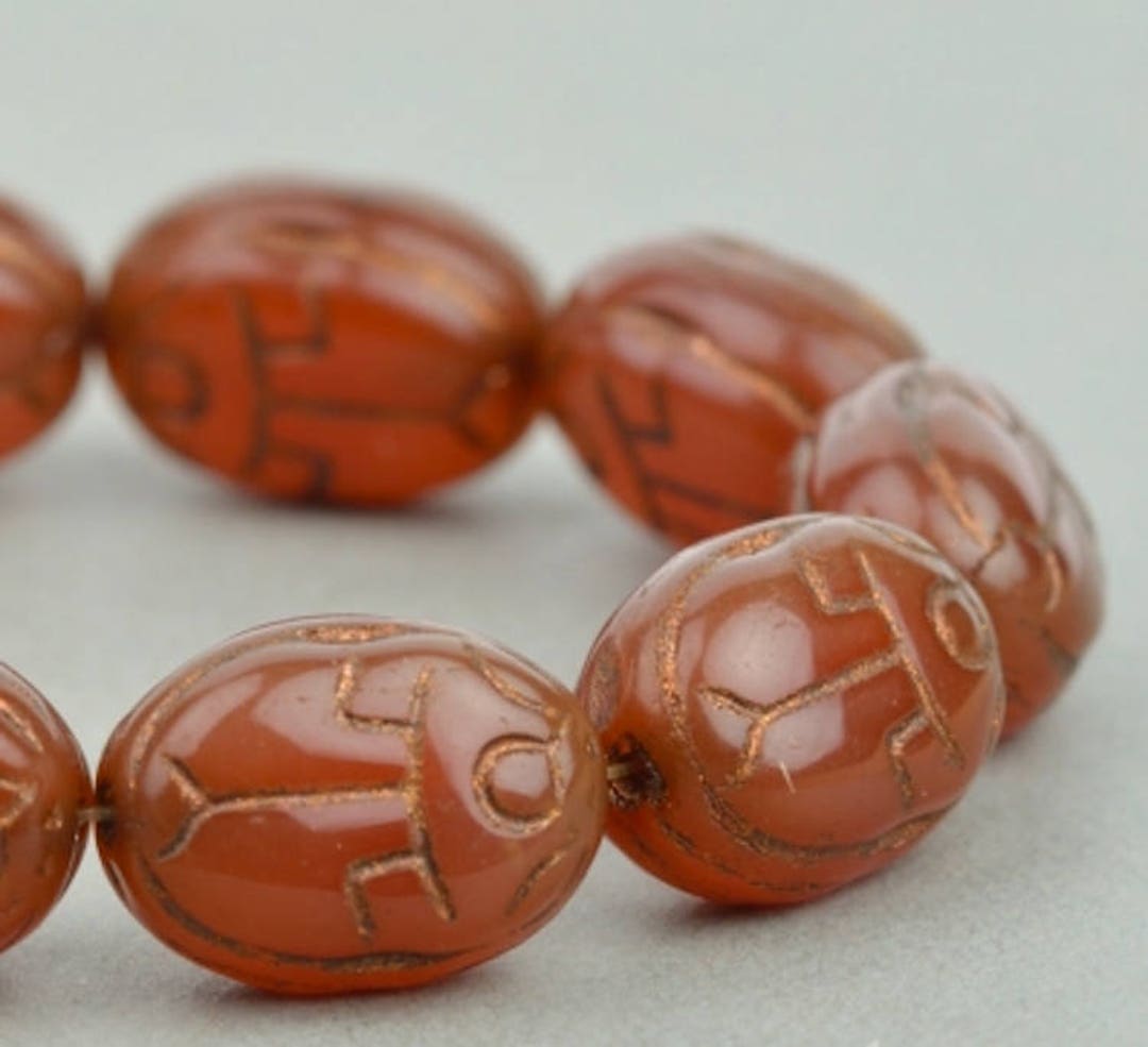 Scarab Beads - Czech Glass Beads - Egyptian Scarab - Nature Beads ...