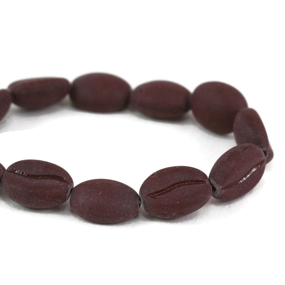 Czech Glass Coffee Bean Beads - Oval Shape Beads - Mahogony Brown ...