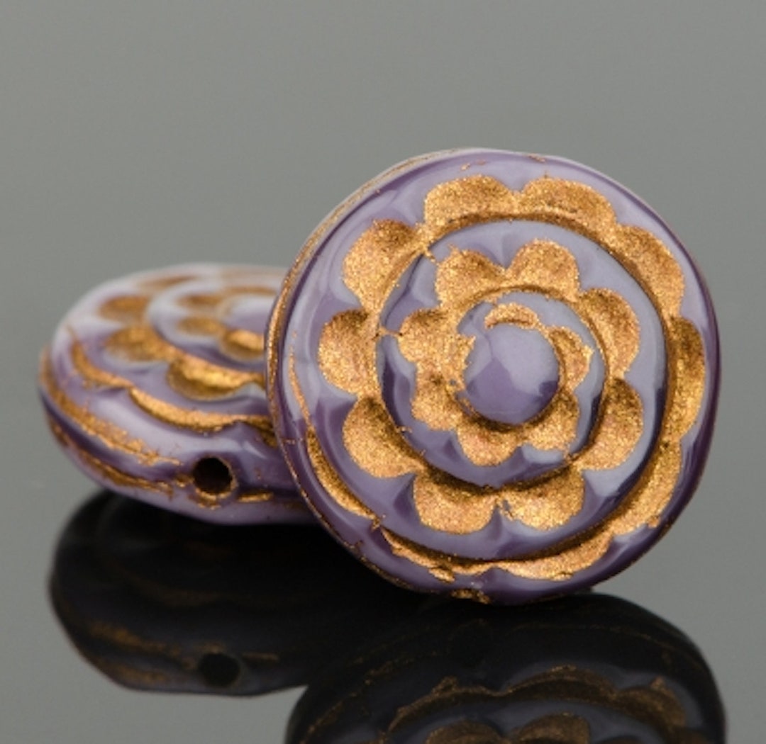 Czech Glass Sepal Spiral Beads - Purple Silk With Dark Bronze Wash ...