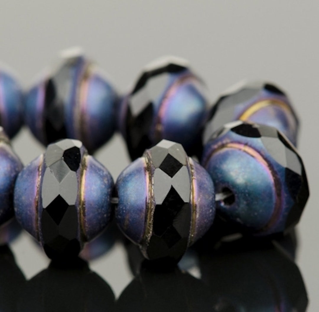 Saturn Beads Saucer Beads Czech Glass Beads Jet Black Opaque With ...