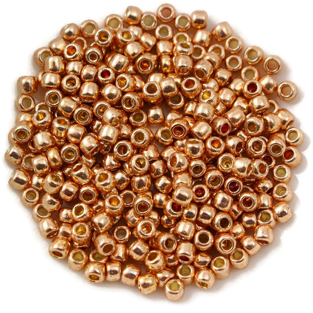 TOHO 8/0 Round Seed Beads - Permafinish Galvanized Rose Gold - 2.5 ...