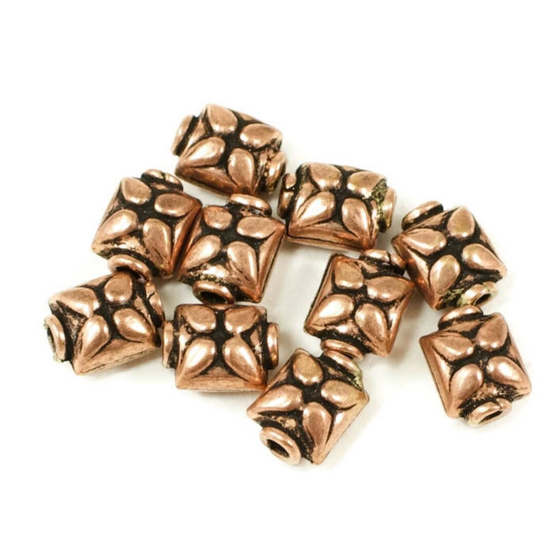 Oxidized Copper Bali Style Beads - Copper Leaf Beads - Antiqued Copper ...