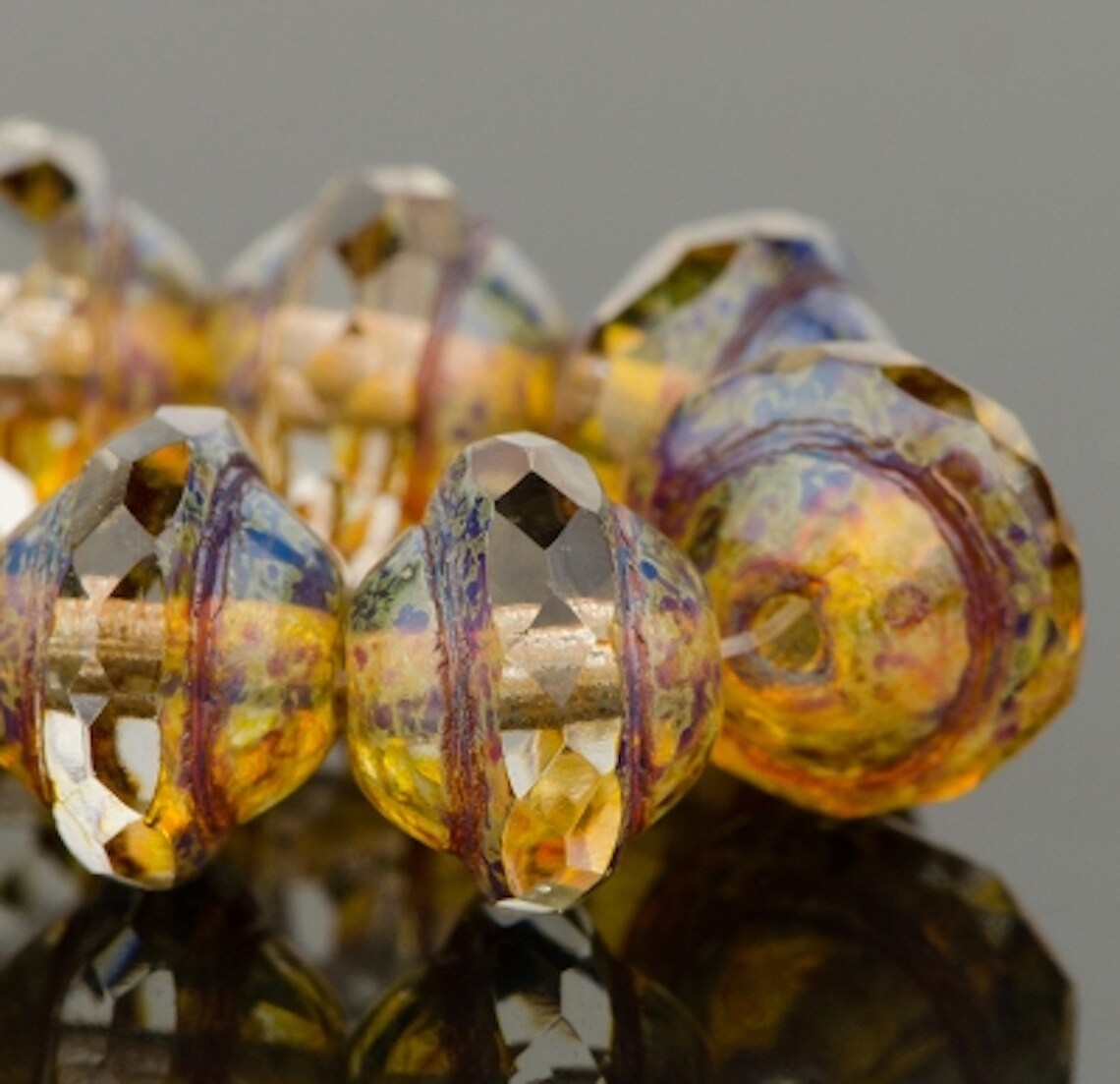 Czech Glass Saturn Beads Crystal Transparent With Blue - Etsy