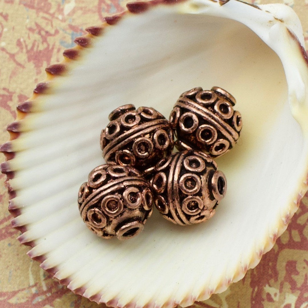 Oxidized Copper Bali Style Round Beads Antiqued Copper Decorative Beads ...