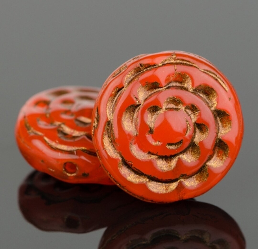 Czech Glass Sepal Spiral Beads Orange Opaline With Dark - Etsy