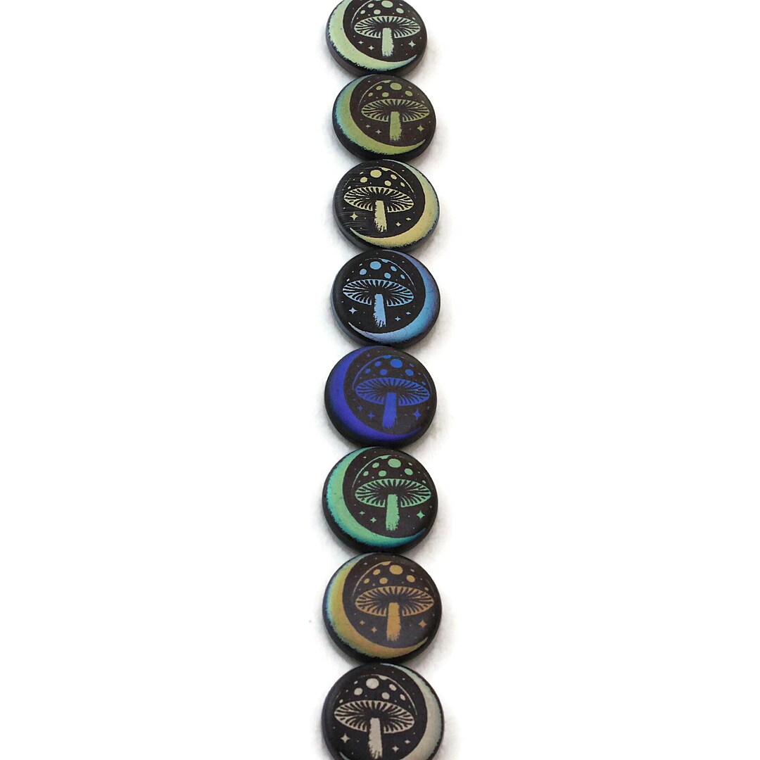 Czech Glass Two Sided Coin Beads - Jet Black Matte With Laser Etched ...