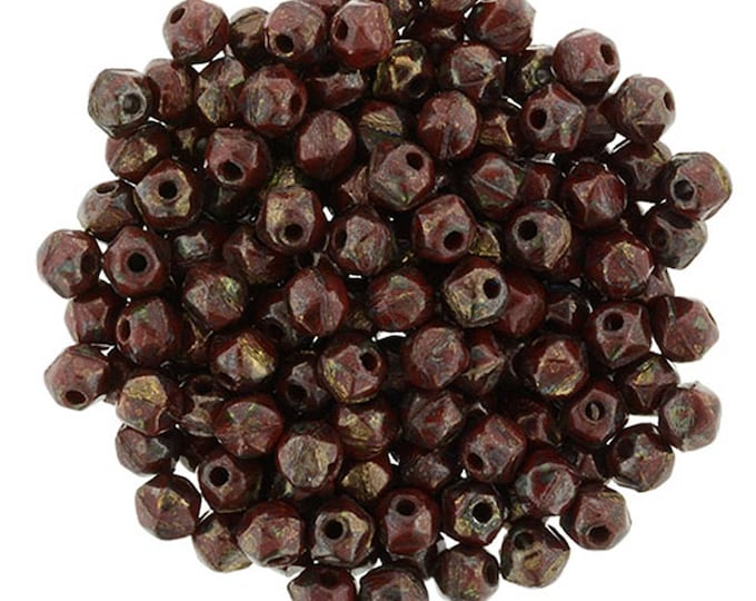 Czech Glass Beads English Cut Beads Opaque Red With Bronze Picasso 3mm ...