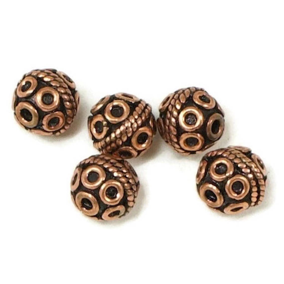Oxidized Copper Bali Style Round Beads Antiqued Copper - Etsy