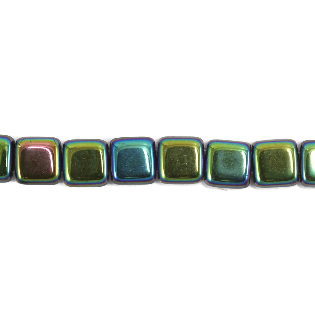 Czechmates Tile Beads - Two Hole Beads - Parallel Hole Beads - Jet With ...