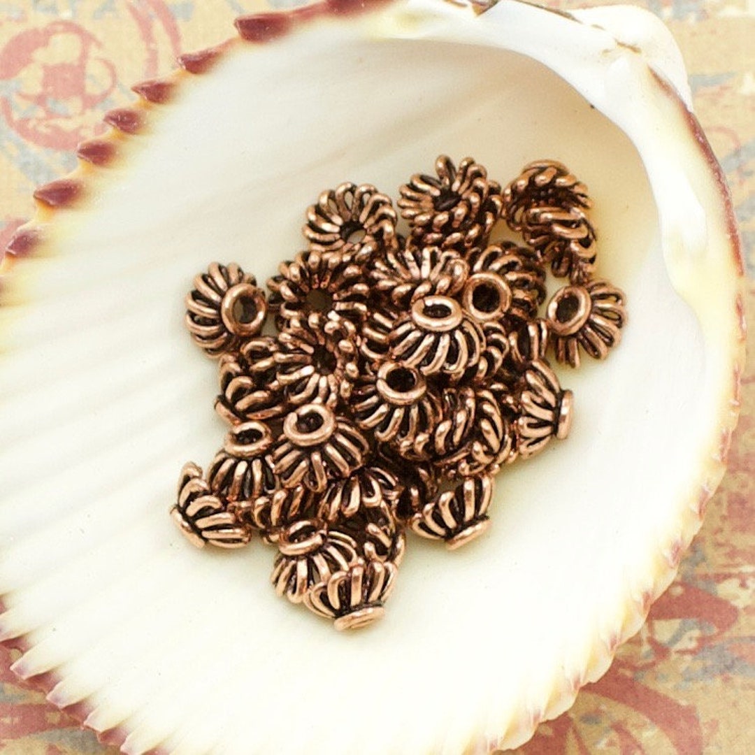Oxidized Copper Bali Style Bead Caps - Antiqued Copper Decorative Bead ...