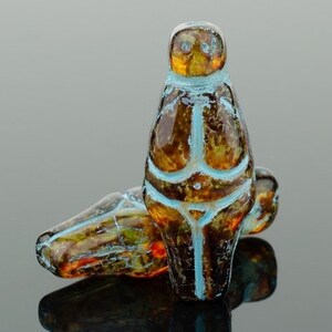 Czech Glass Mother Goddess Venus Beads - Golden Yellow Brown ...