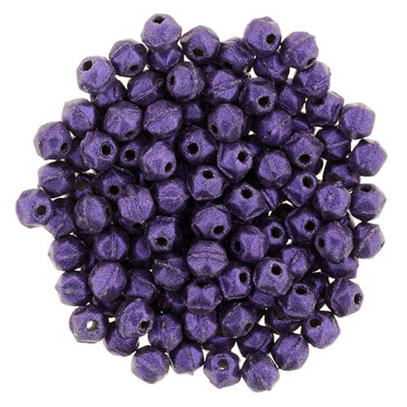 Czech Glass Beads English Cut Beads Purple Metallic Suede - Etsy