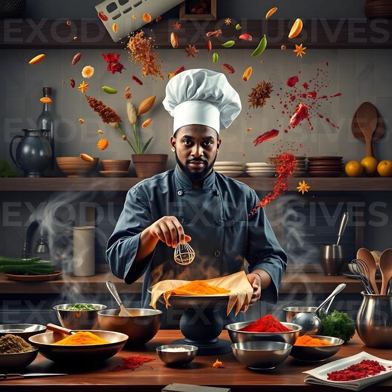 Black Chef Fantasy Art | Kitchen & Restaurant Decor | Instant Download ...