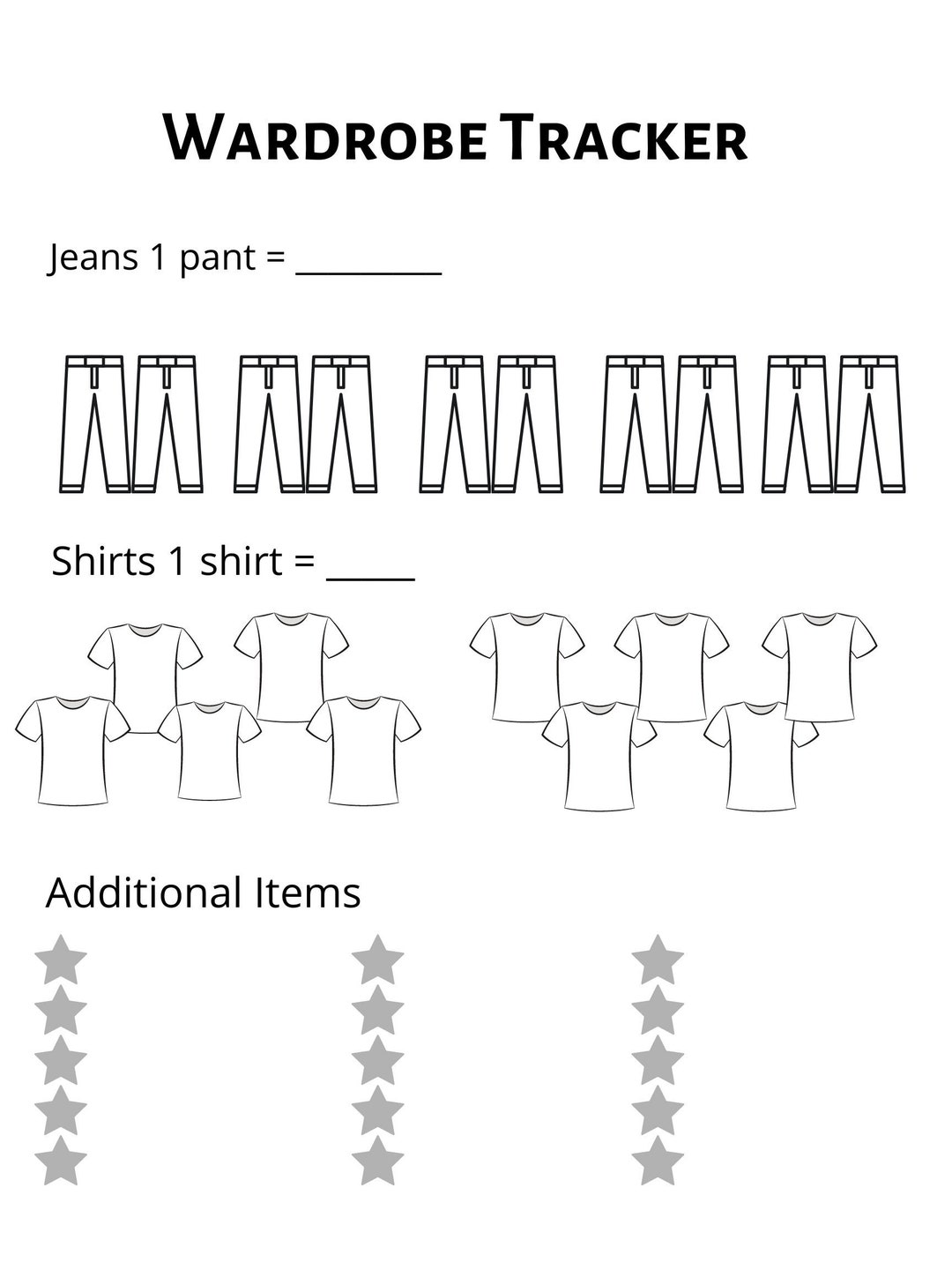 Wardrobe Tracker Printable - Etsy