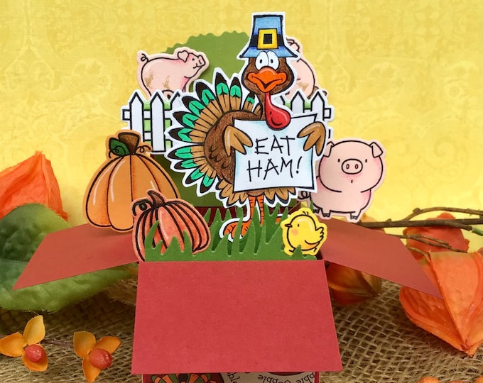 Unique Pop-up Turkey Card in a Box, Thanksgiving, Humor, Fall ...