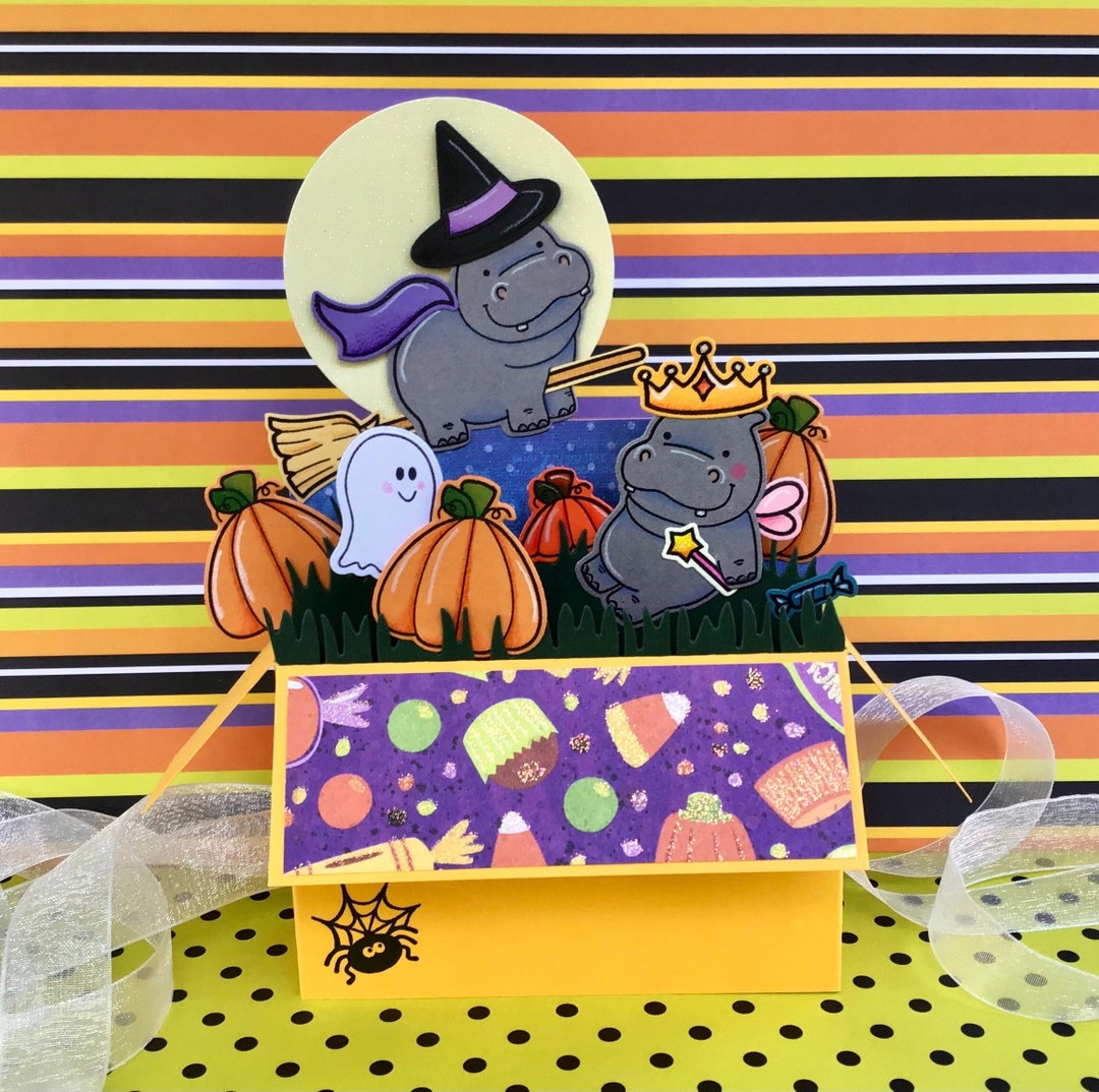 Unique Pop-up Halloween Hippo Card, Fritz and Fiona Inspired Trick-or ...