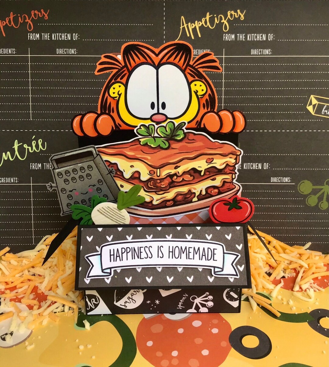 Unique Pop-up Lasagna Cat Card, Foodie Birthday, Anniversary, Thank You ...