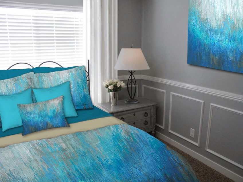 Decorative Blue Lumbar Pillow Back Support Pillow Brown Aqua | Etsy