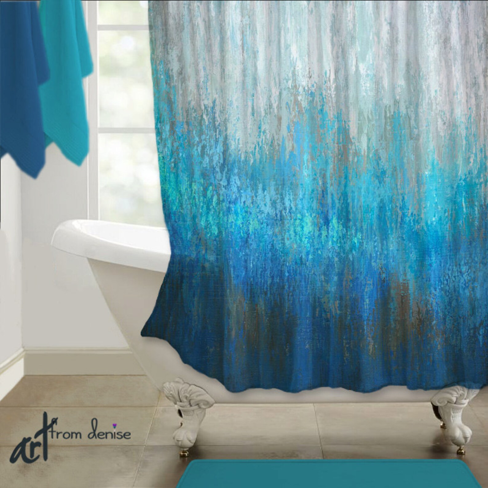 Decorative Blue Lumbar Pillow Back Support Pillow Brown Aqua | Etsy