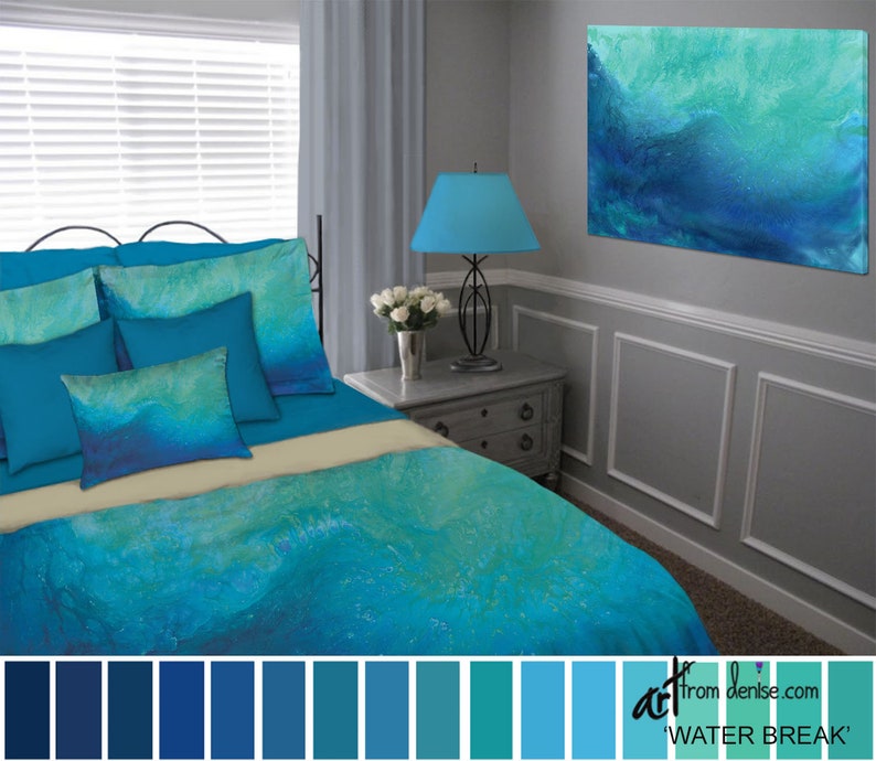 Navy Aqua Blue and Teal Shower Curtain Abstract Fabric - Etsy