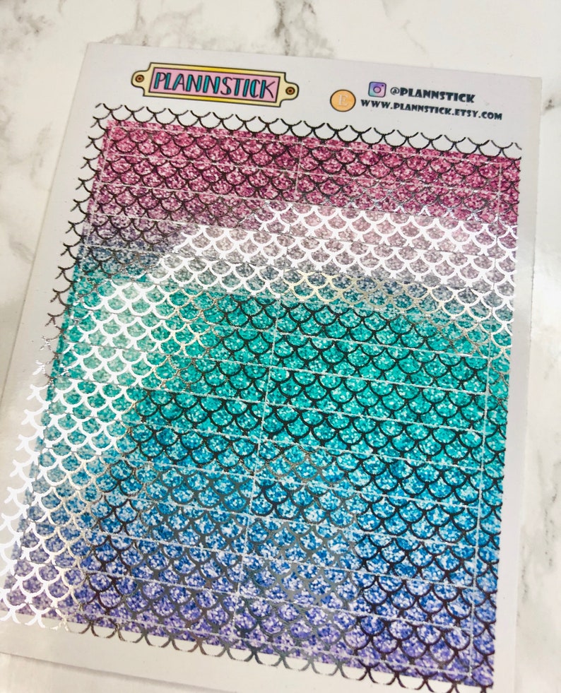 Mermaid Scale Foiled Header Stickers - Erin Condren, Happy Planner ...