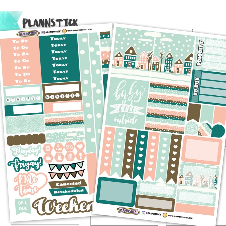 Winter Snow Mini Planner Sticker Set Erin Condren Planner | Etsy