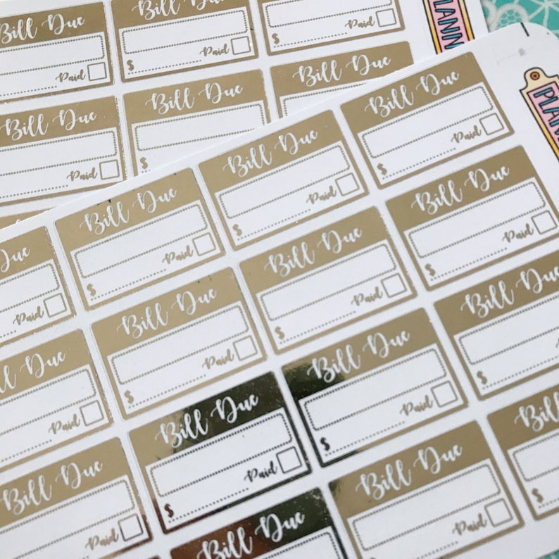 Gold Foiled Bill Payment Stickers Planner Stickers Reminder | Etsy