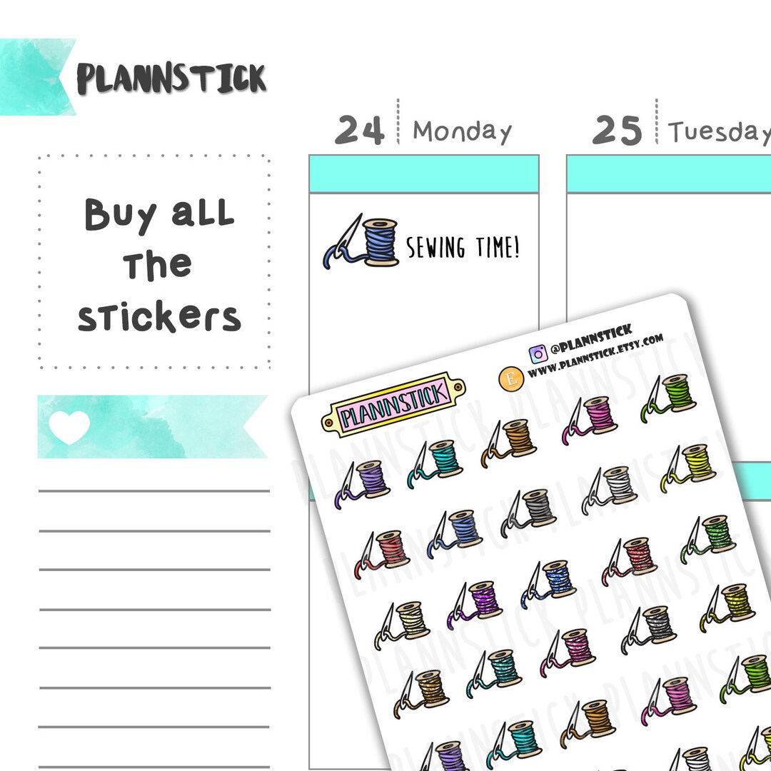 Needle and Thread Sewing Time Planner Stickers Kiss Cut, Calendar ...
