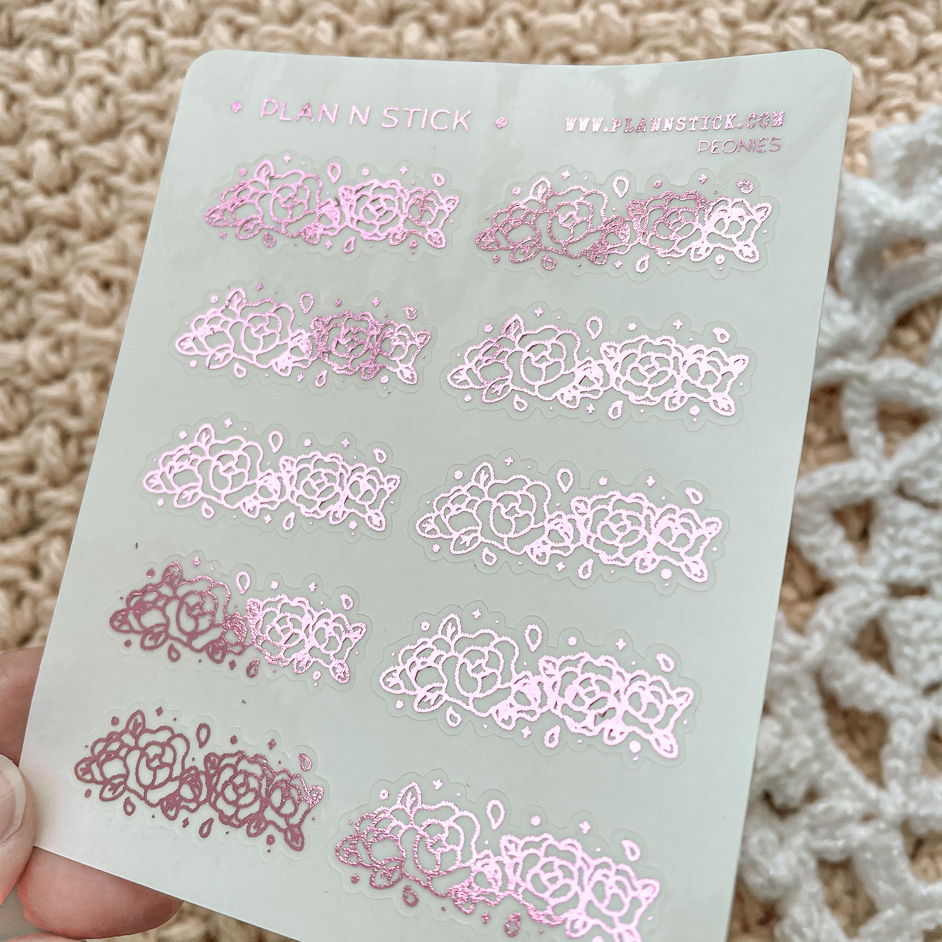 Foiled Peony Divider Transparent Overlay Stickers - Etsy