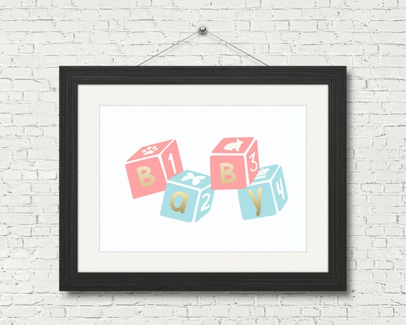 Baby Blocks Downloadable Printable Digital Art Pastel | Etsy