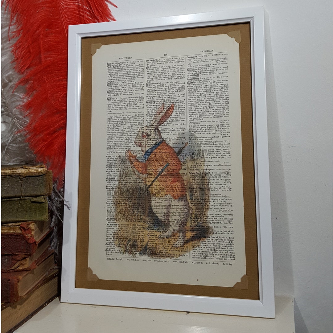 White Rabbit Dictionary Print - Etsy