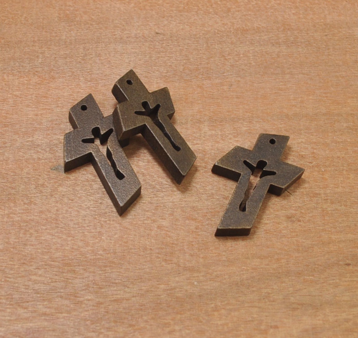 Dark Brown Wood Cross Craft20pcs Wood Hollow Out Cross Charm - Etsy