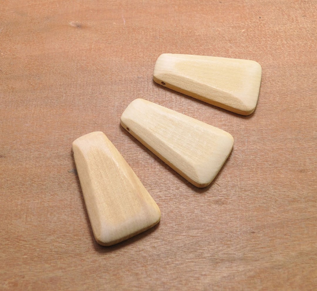 Wood Beads-10pcs Natural Trapezoid Flat Wood Beads-52mm,edge Wood ...