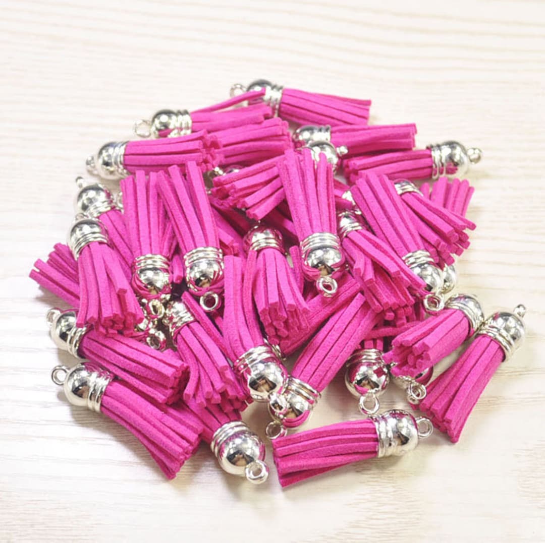 50pc Mini Tassels 1.5''deep Rose Red Suede Tassel - Etsy