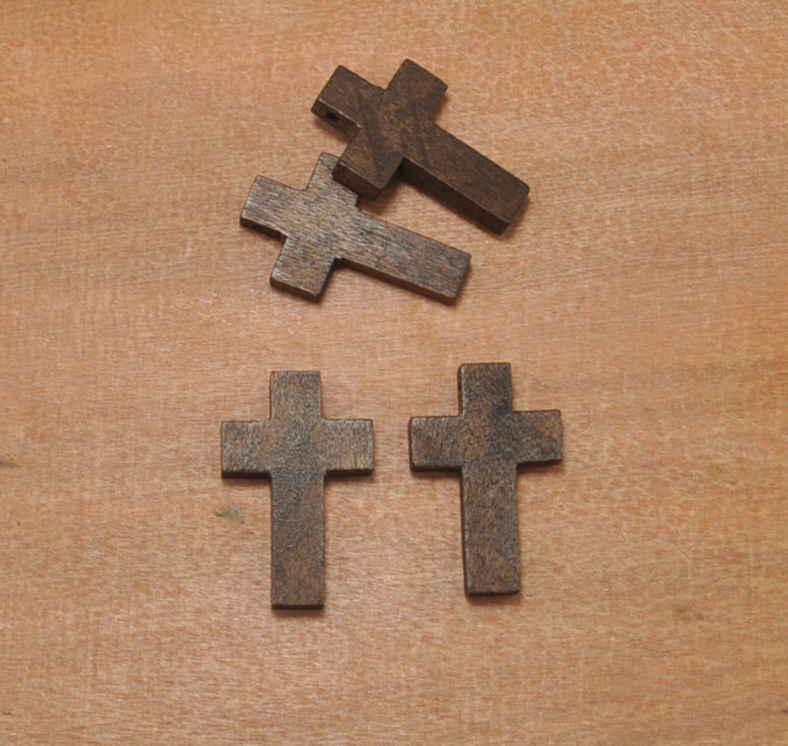 Dark Brown Wood Cross Craft20pcs Wood Cross Charm Pendant - Etsy
