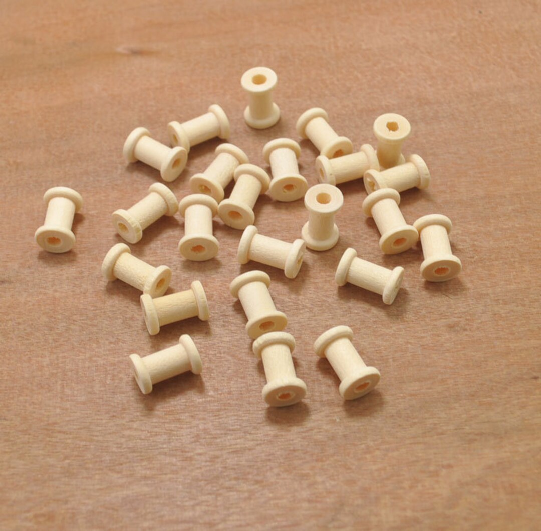 50pcs Unfinished Small Wood Spools Charm,mini Wood Spool Beads,wooden ...