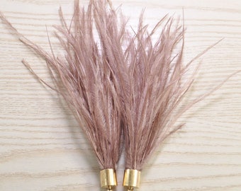 Feather Tassels2pcs White Ostrich Feather Tassels With Gold - Etsy