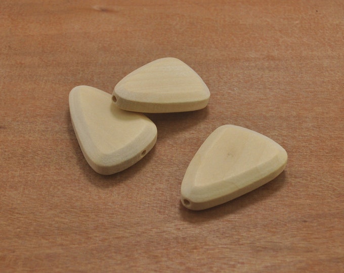 Natural Wood Bead,triangle Wooden Bead,10pcs Unfinished Triangle Flat ...