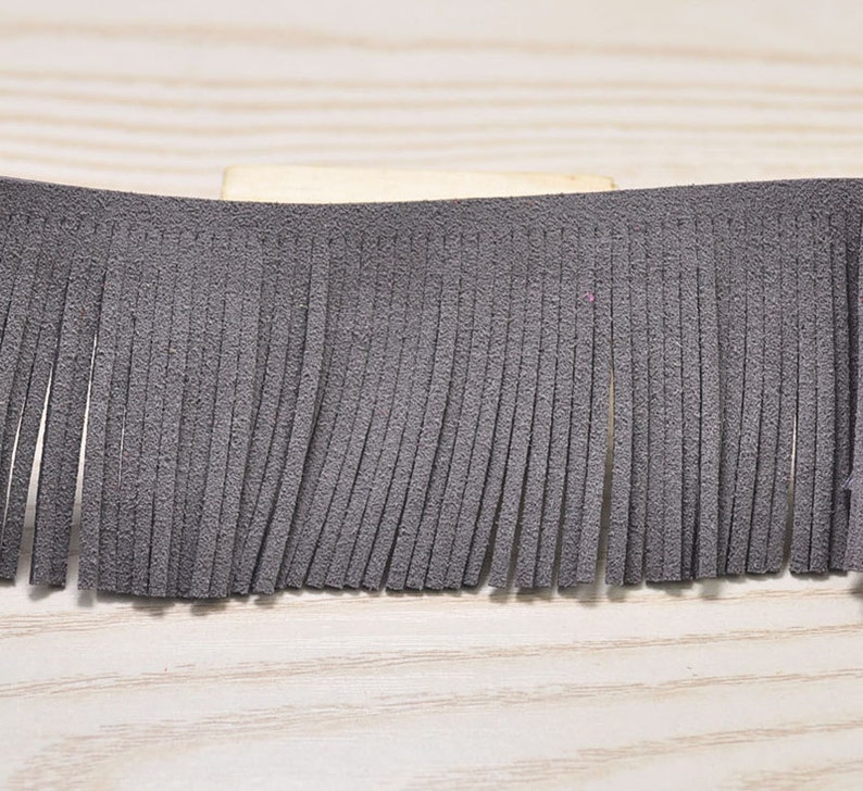 Faux Leather Fringe Trim 1.89''48mm Widedeep Grey | Etsy