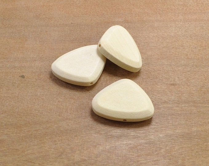 Natural Wood Bead,triangle Wooden Bead,10pcs Unfinished Triangle Flat ...
