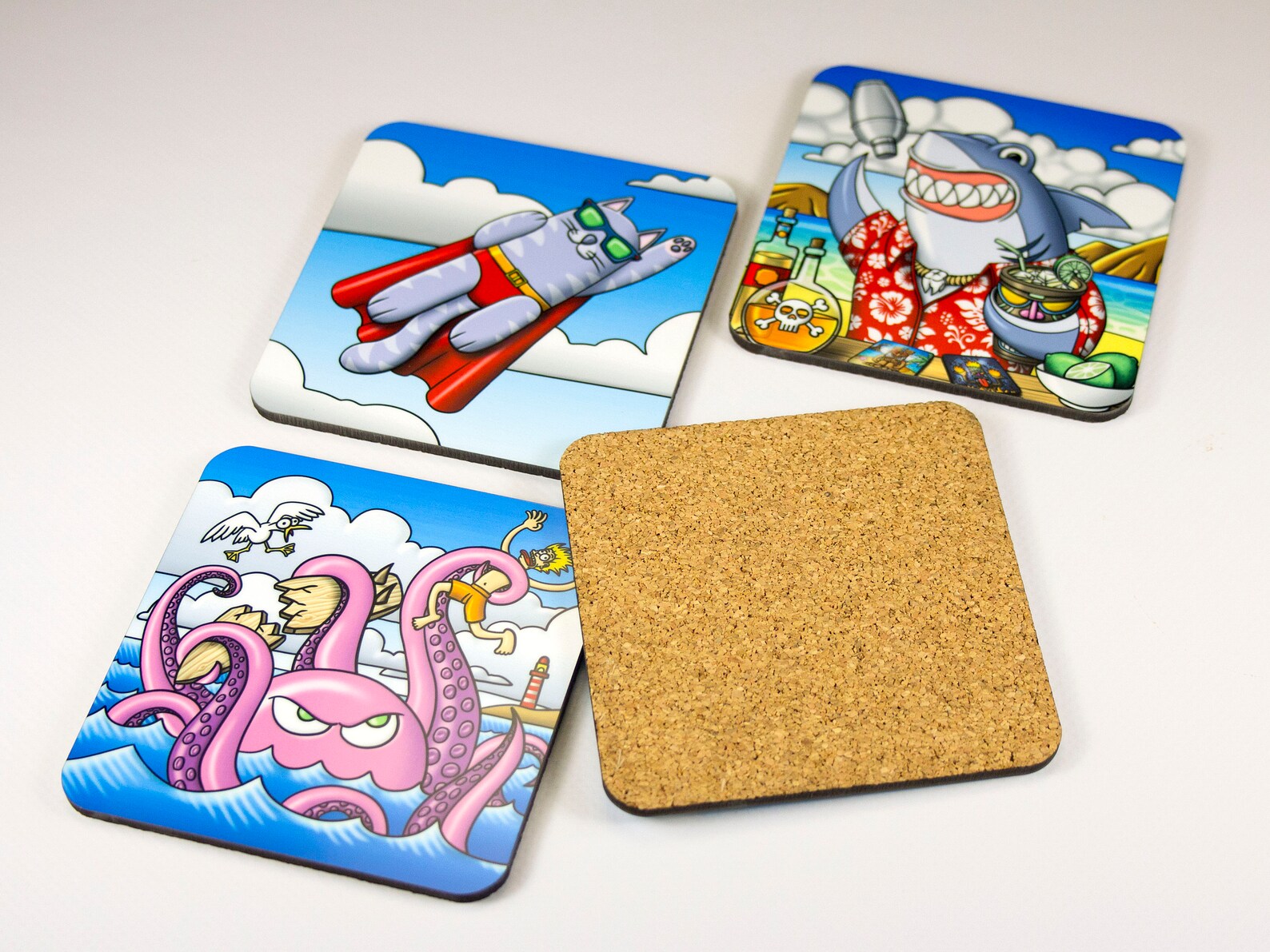 Set 4 Coasters Original Illustrations. Humorous Illustration - Etsy
