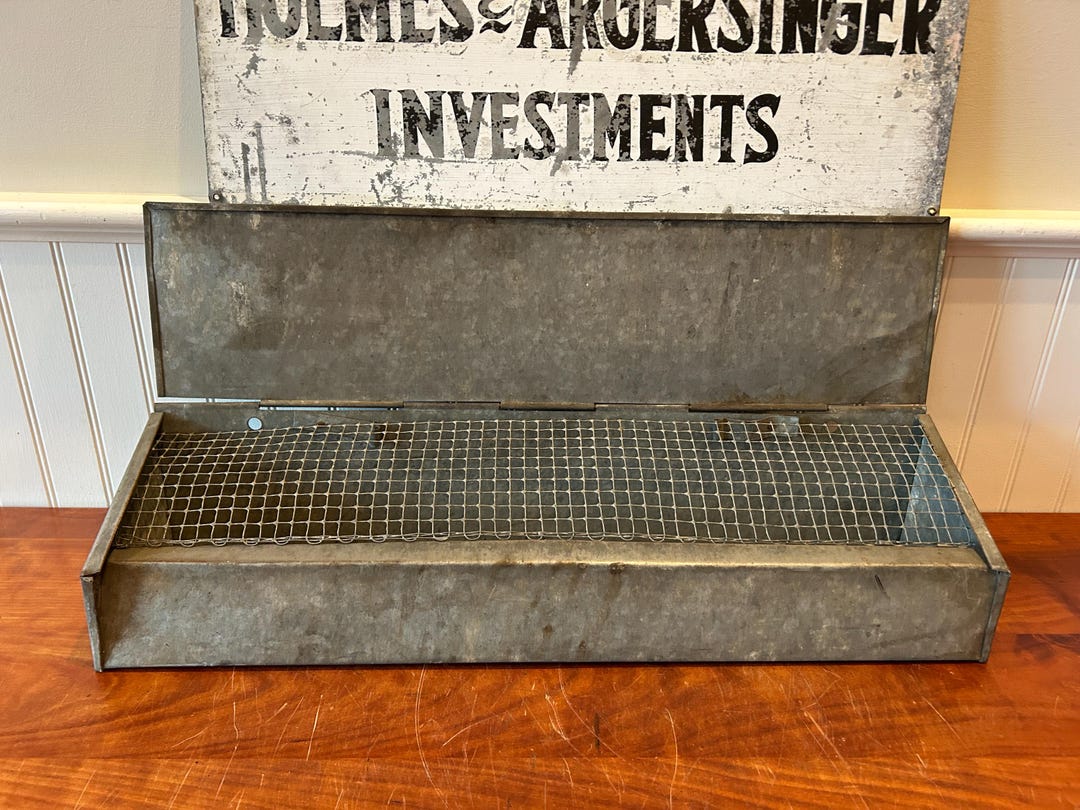 Vintage Galvanized Metal Chicken Feeder or Root Vegetable Storage Bin ...