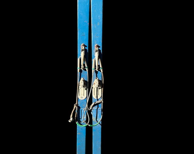 Vintage Blue Wooden Skis: Rustic Cabin Decor, Antique Dovre Bindings - Etsy