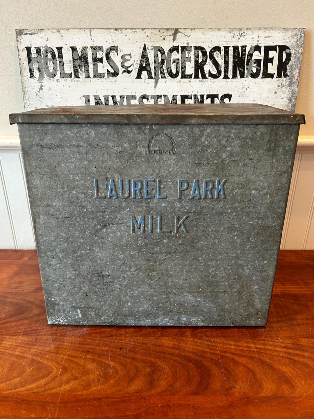 Vintage Laurel Park Milk Box: Embossed Galvanized Farmhouse Decor - Etsy