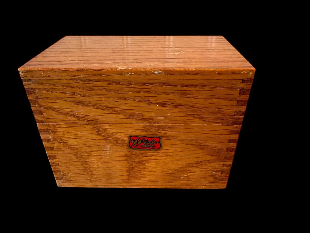 Vintage Oak Weis Index File Box – Small Dovetail Card Cabinet – Monroe ...