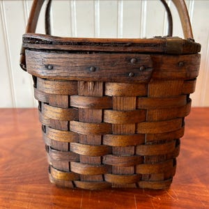 Antique Splint Basket / Split Ash Handwoven Primitive Lunch Basket ...
