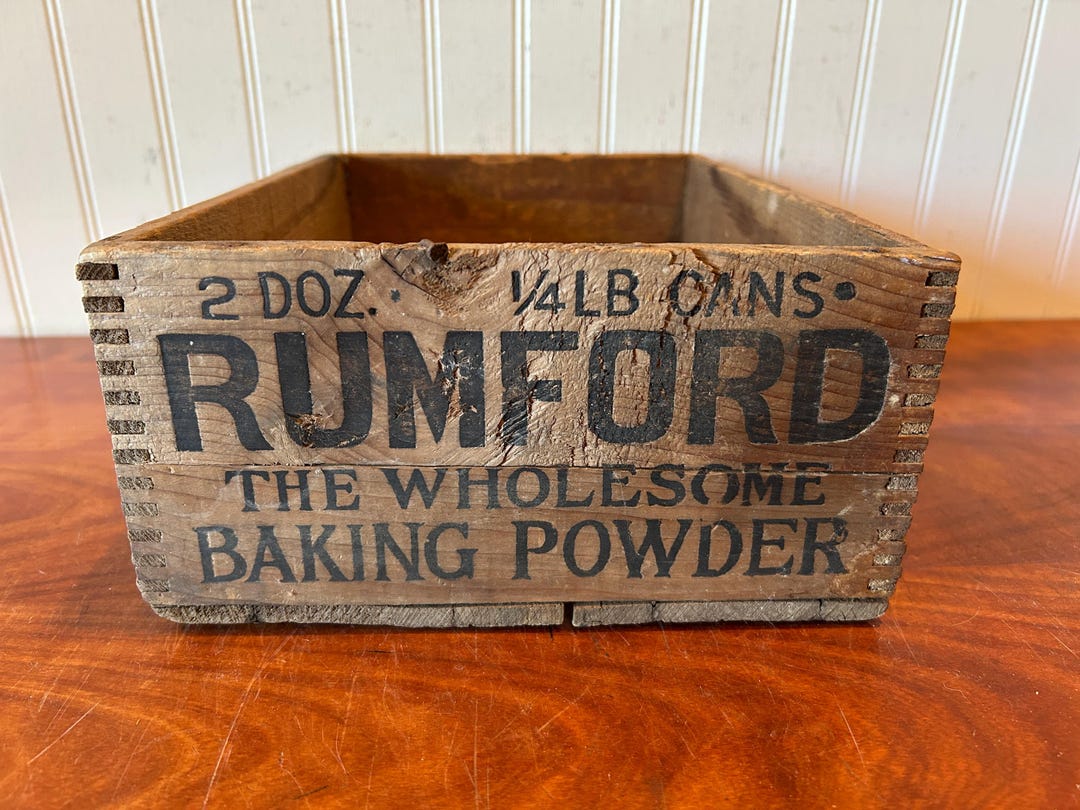 Antique Rumford Baking Powder Crate: Dovetail Wooden Box, Farmhouse ...
